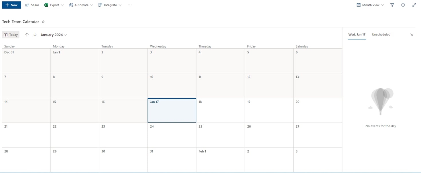 Calendars and Events Tracking in SharePoint Online